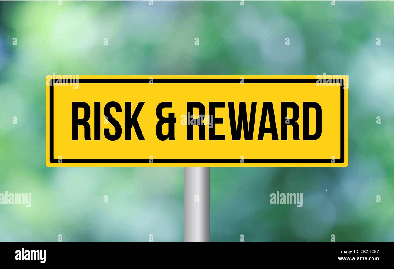 Risk & reward road sign on blur background Stock Photo - Alamy