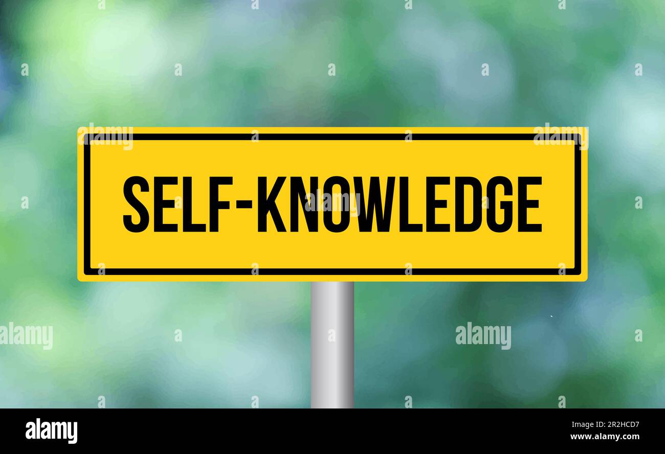 Self-knowledge road sign on blur background Stock Photo - Alamy