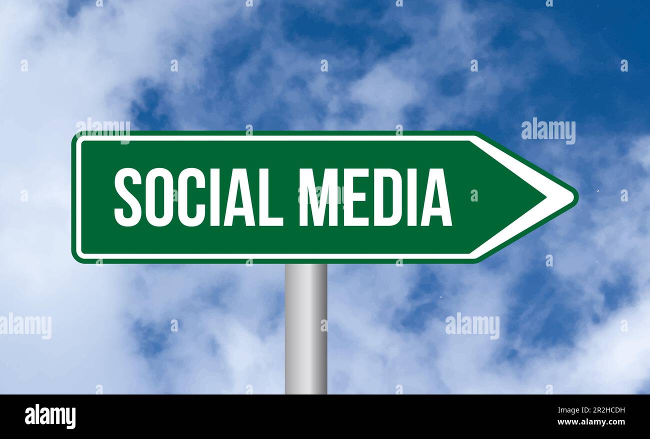 Social media road sign on sky background Stock Photo - Alamy