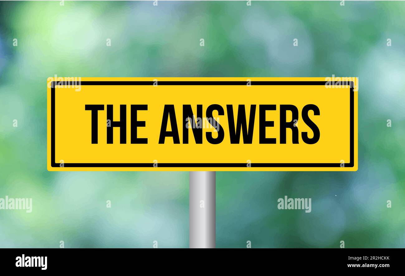 The answers road sign on blur background Stock Photo - Alamy