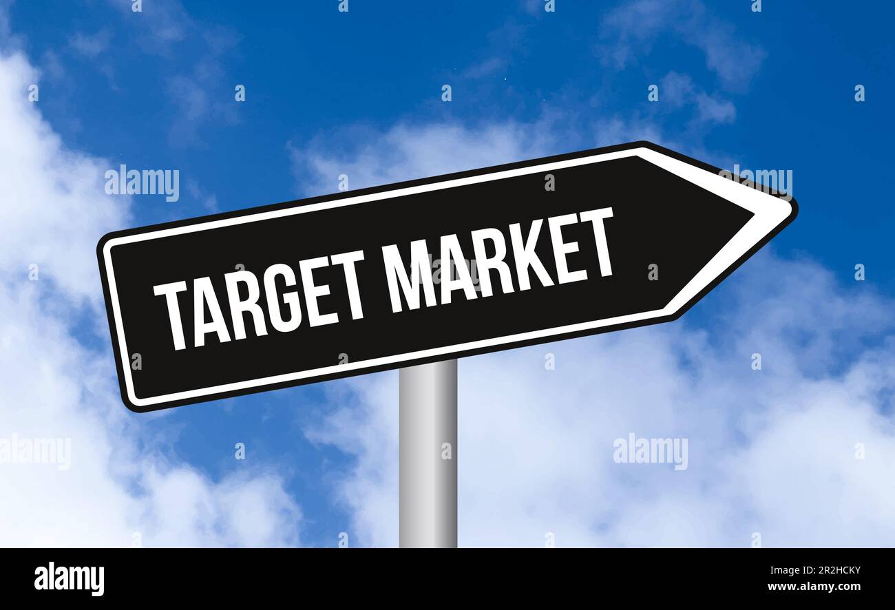 Target market road sign on cloudy sky background Stock Photo - Alamy