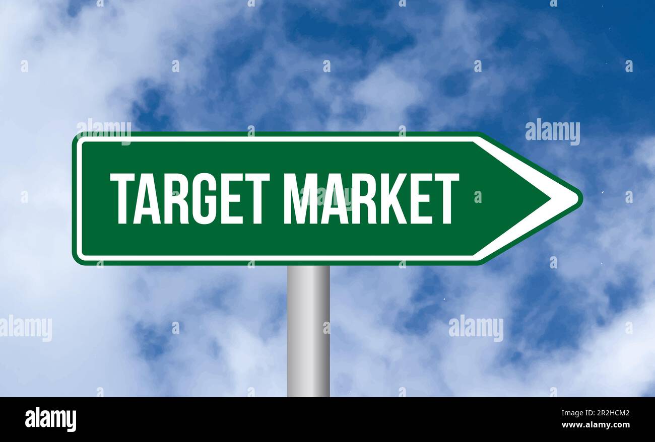 Target market road sign on cloudy sky background Stock Photo - Alamy