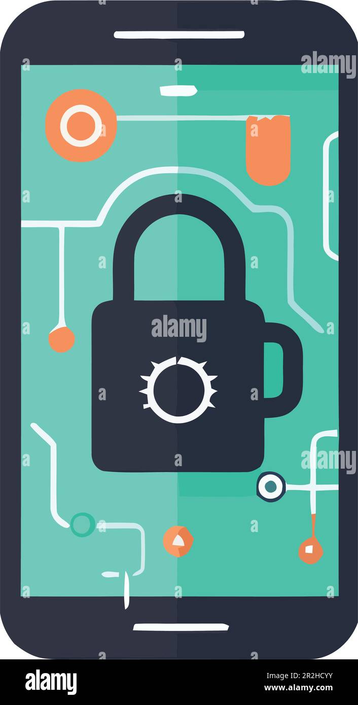 Modern technology with encryption lock isolated Stock Vector Image ...