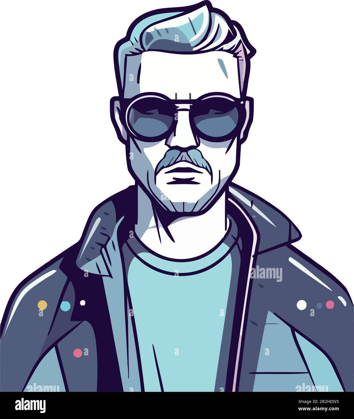 One Fashionable Man With Sunglasses And Jacket Isolated Stock Vector
