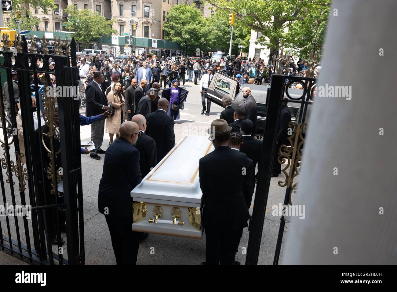 New York, New York, USA. 19th May, 2023. Pall Bearers bring out the ...
