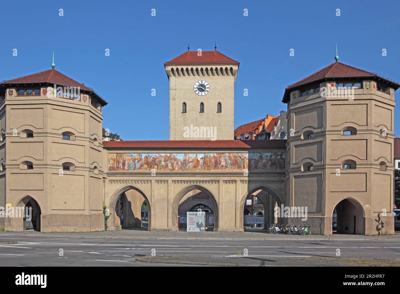 Isartor with the fresco depicting the triumphal procession of Ludwig ...