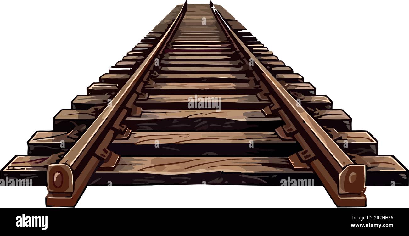 Stacked wooden planks form old railroad track isolated Stock Vector ...