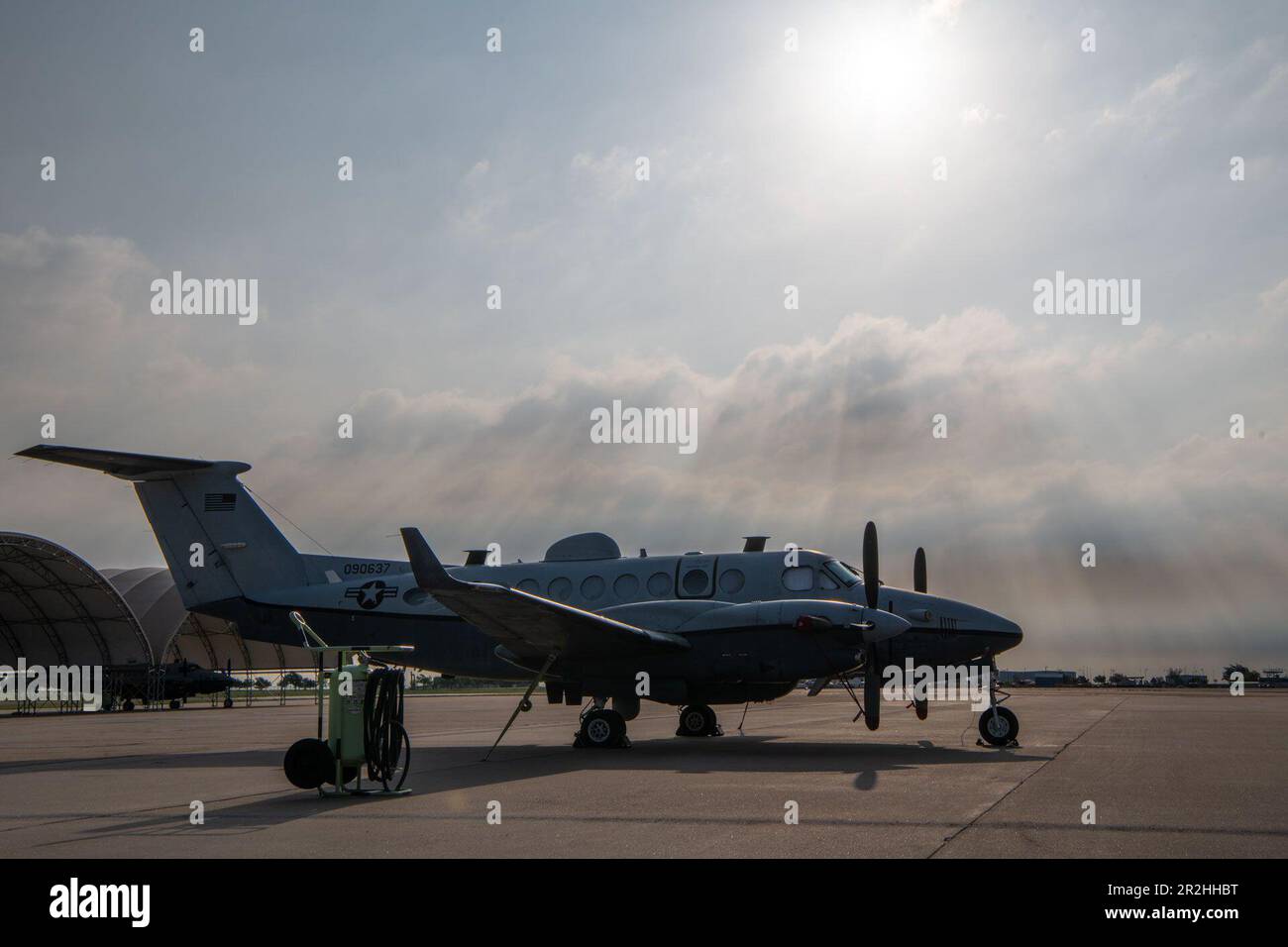 A 137th Special Operations Wing MC-12W aircraft awaits preflight ...