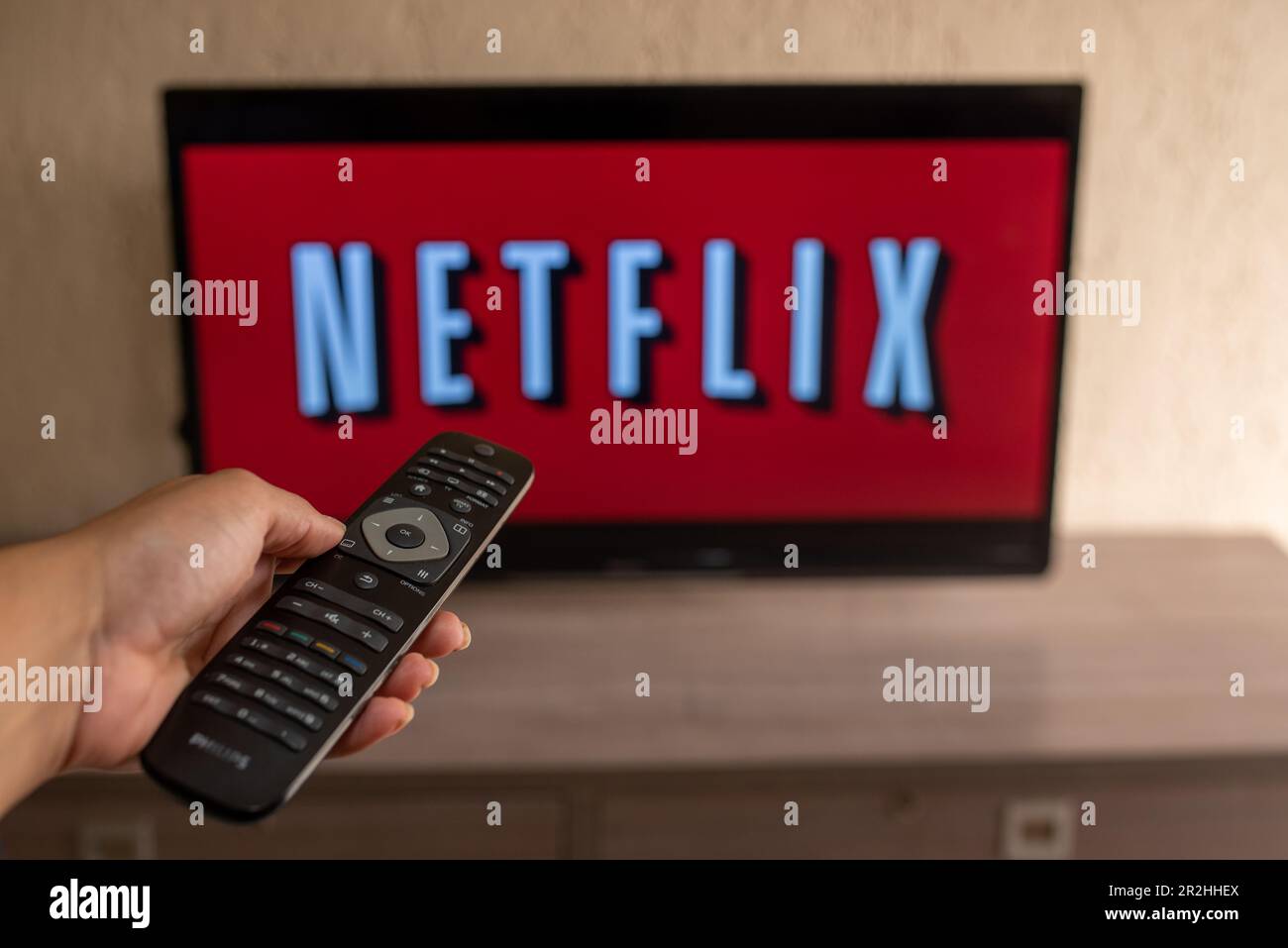 Brazil, Rio de Janeiro - May 19, 2023: TV Television Netflix logo on ...