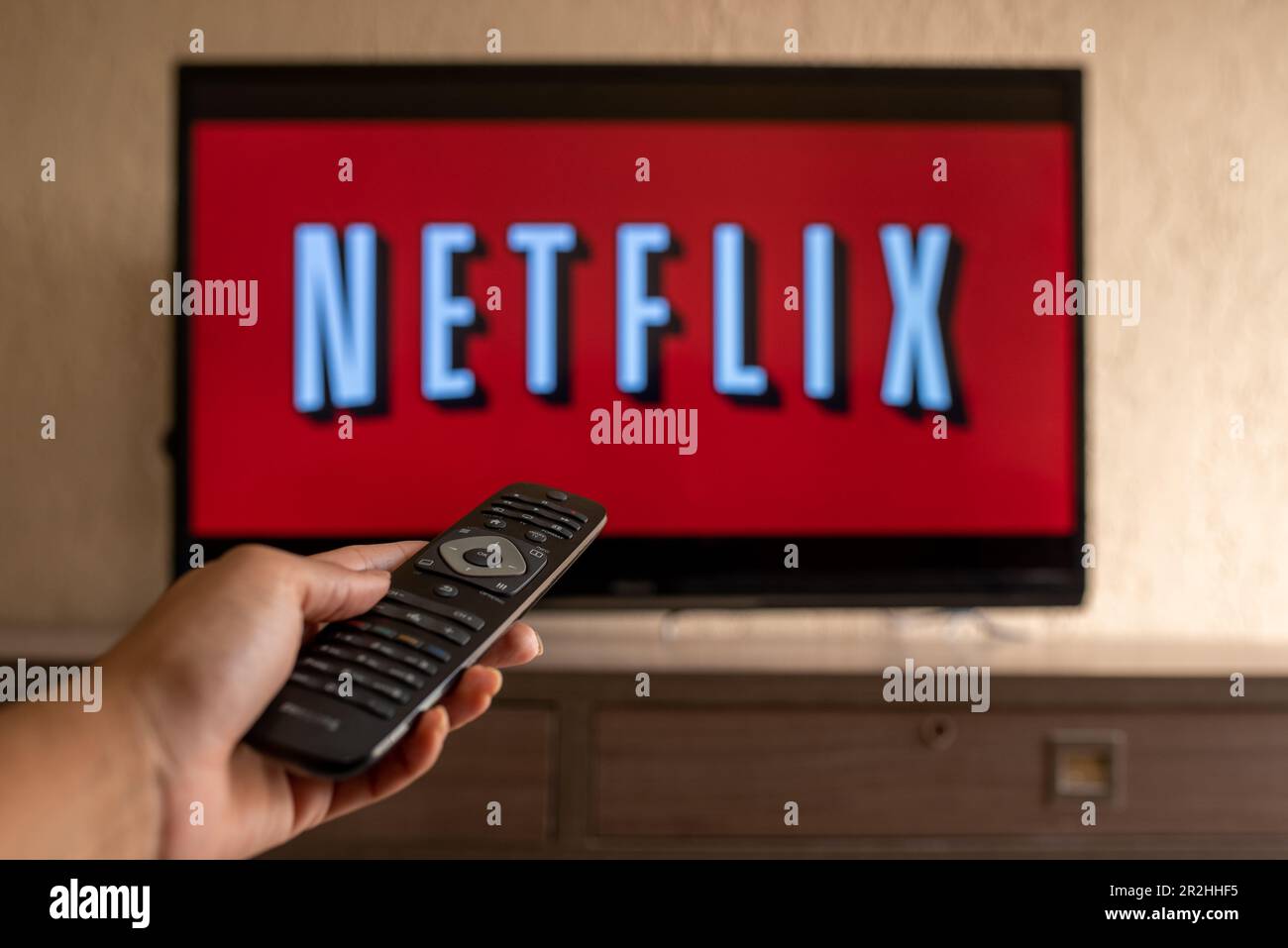 Brazil, Rio de Janeiro - May 19, 2023: TV Television Netflix logo on ...