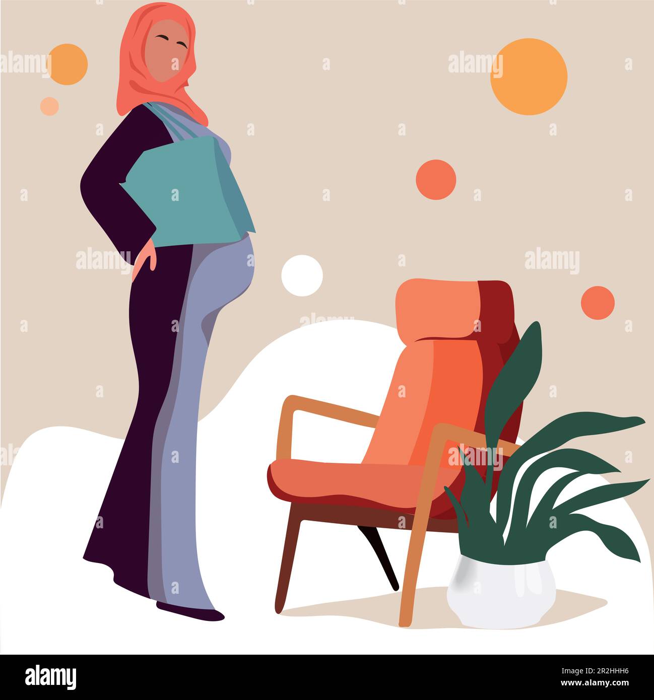 Pregnant woman, concept vector illustration in cute cartoon style ...