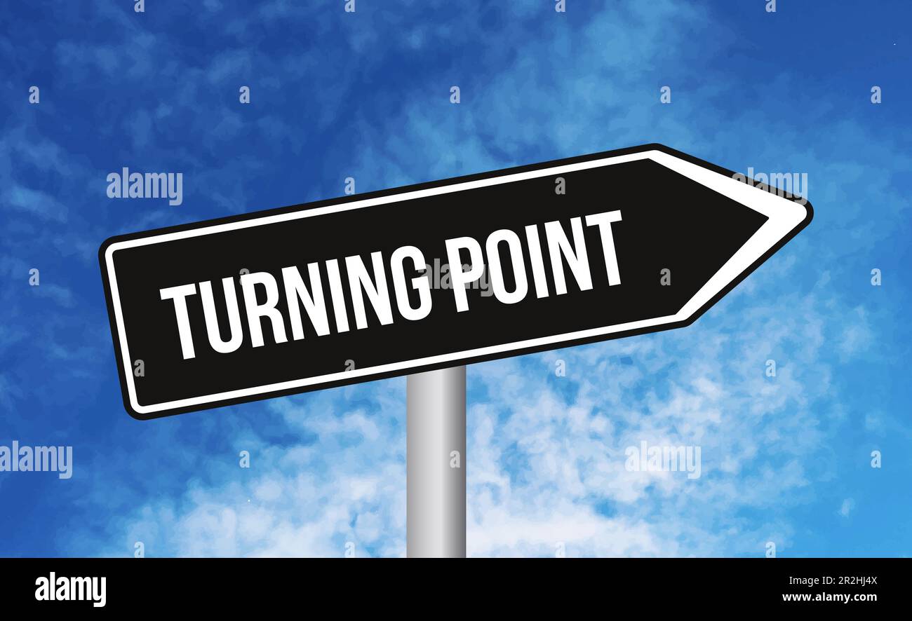 Turning point road sign on sky background Stock Photo - Alamy