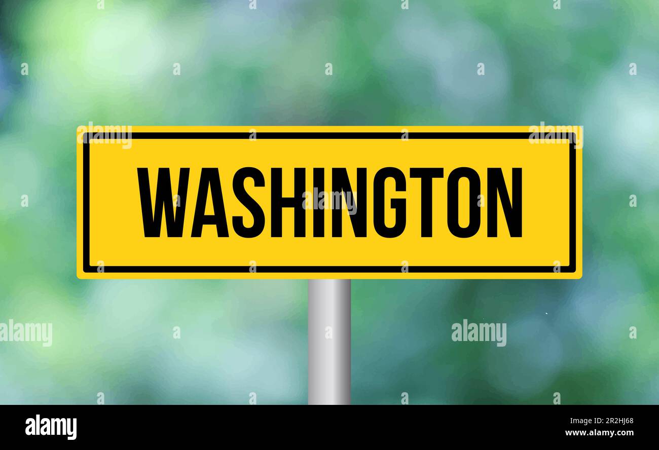 Washington road sign on blur background Stock Photo - Alamy