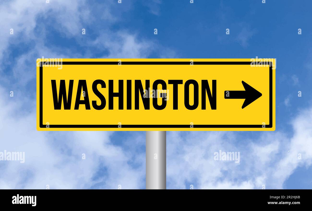 Washington road sign on cloudy sky background Stock Photo - Alamy