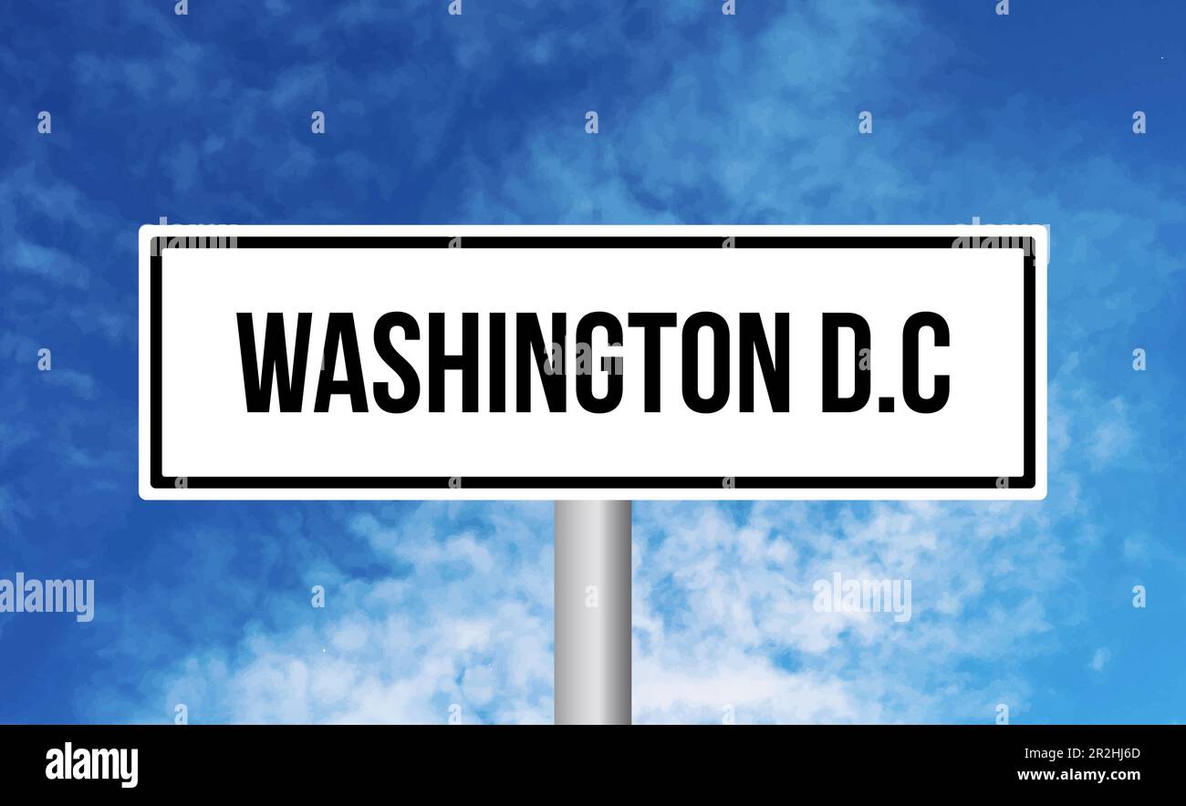 Washington d.C road sign on sky background Stock Photo - Alamy