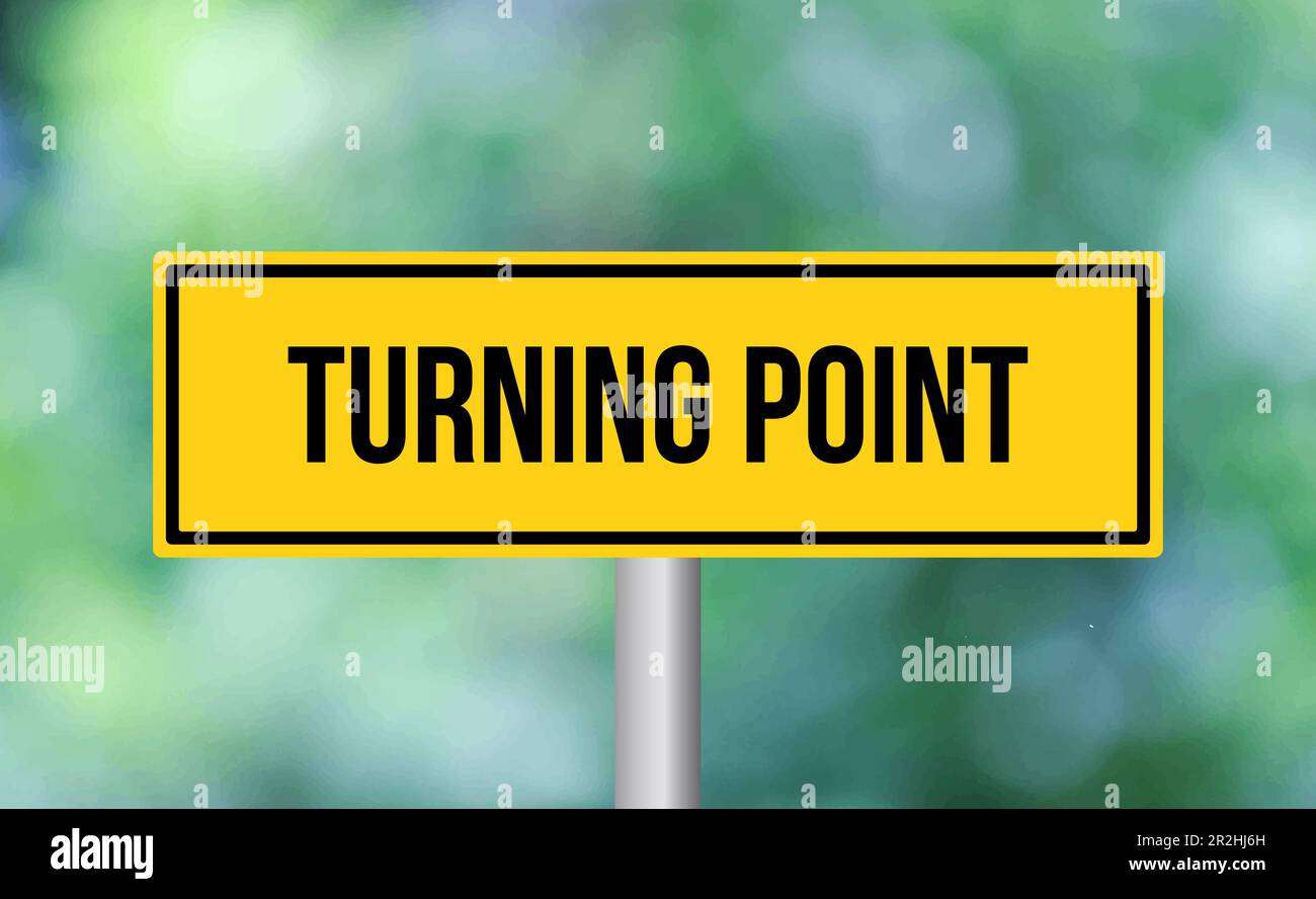 Turning point road sign on blur background Stock Photo - Alamy