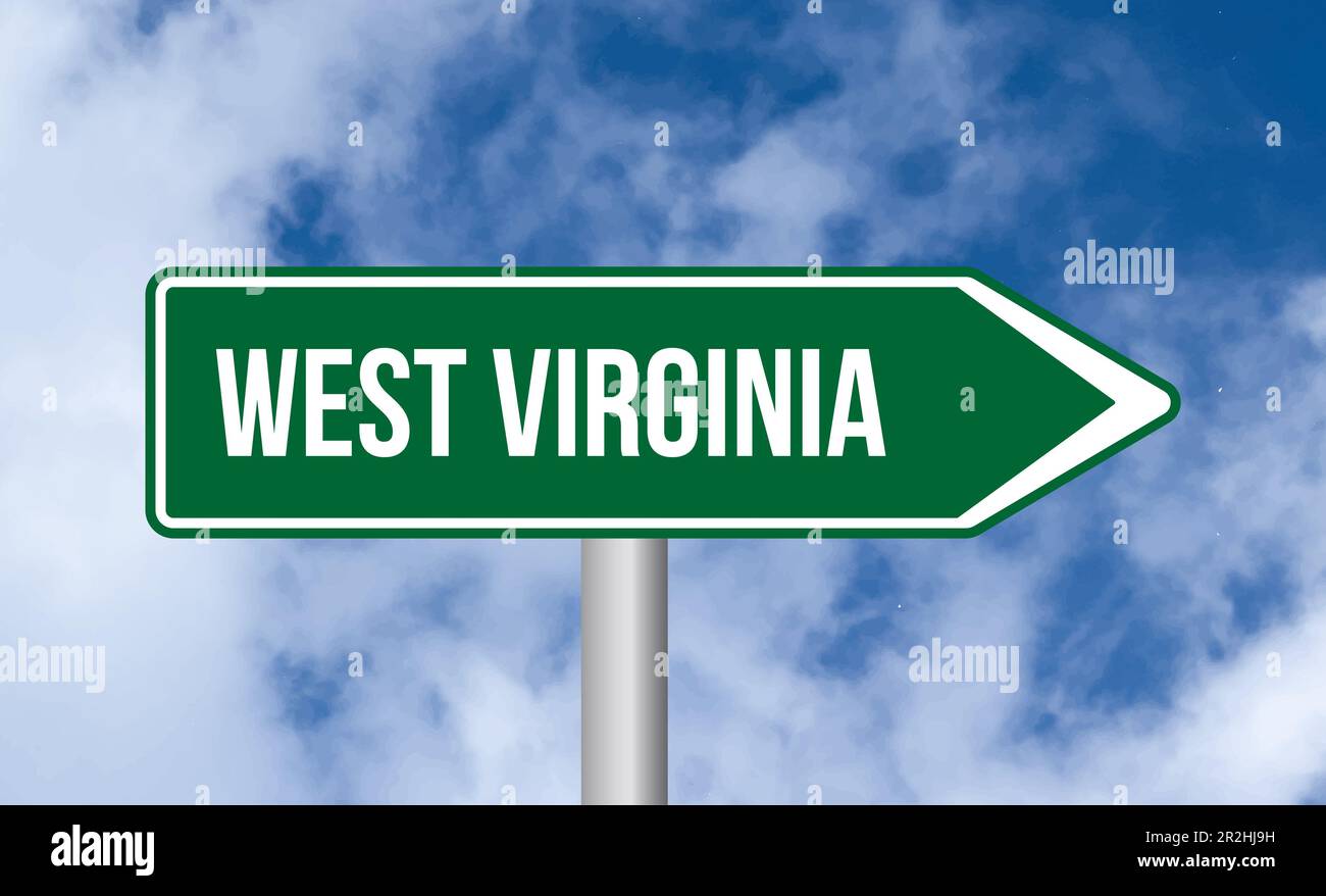 West virginia road sign on cloudy sky background Stock Photo - Alamy