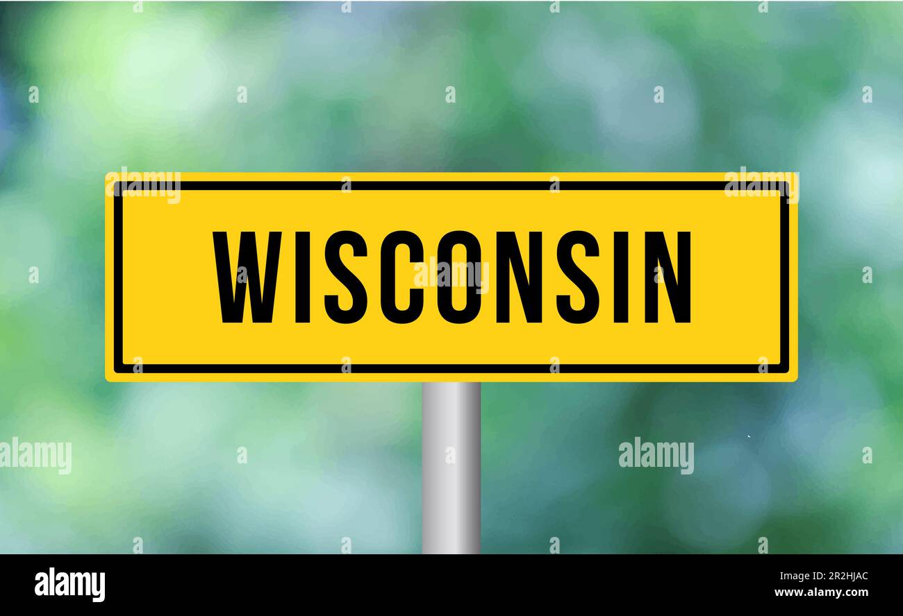 Wisconsin road sign on blur background Stock Photo - Alamy