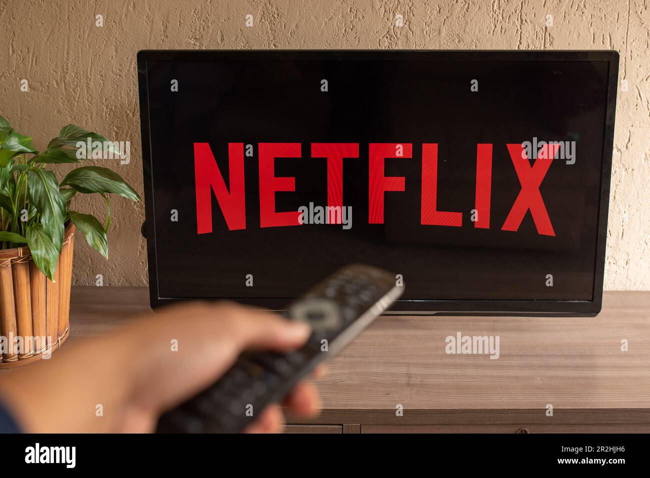 Brazil, Rio de Janeiro - May 19, 2023: TV Television Netflix logo on ...