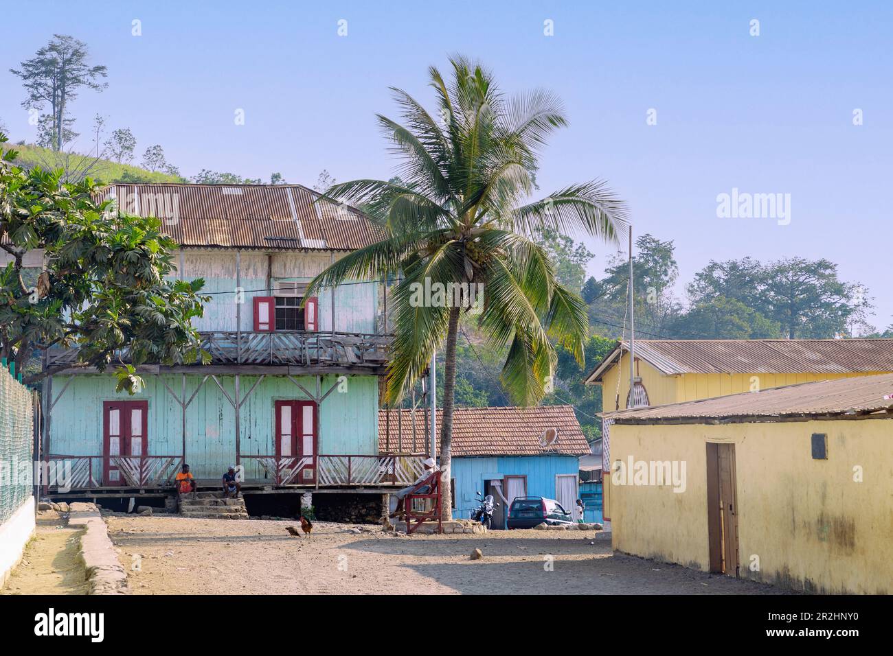 Plantation village of Roça Generosa on the Rota do Cacau on the island ...