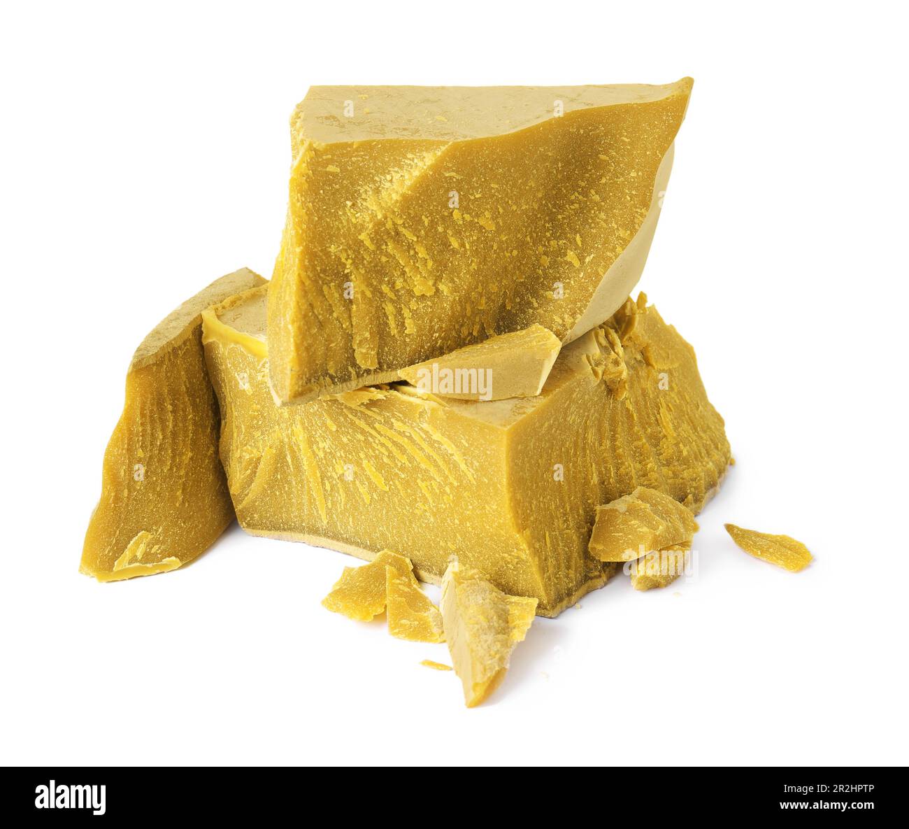 Natural organic beeswax blocks on white background Stock Photo - Alamy