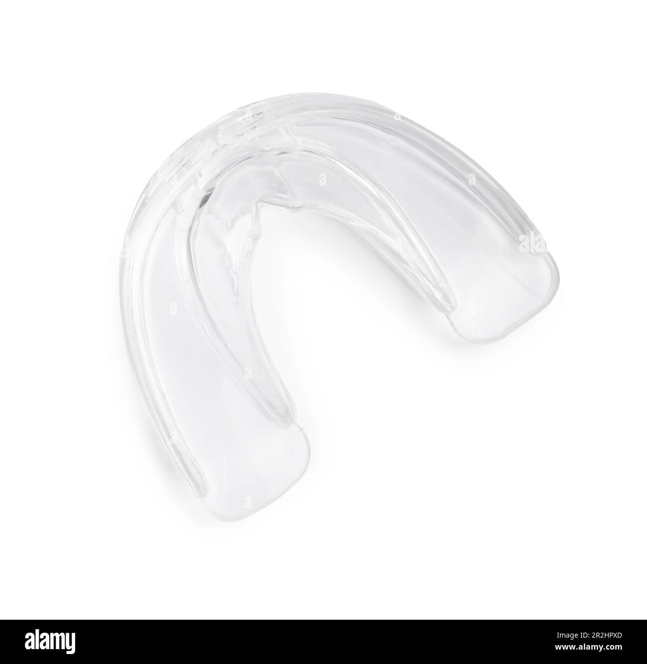 Transparent dental mouth guard isolated on white, top view. Bite ...