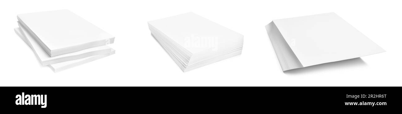 Stacked sheets of paper on white background, banner design Stock Photo ...