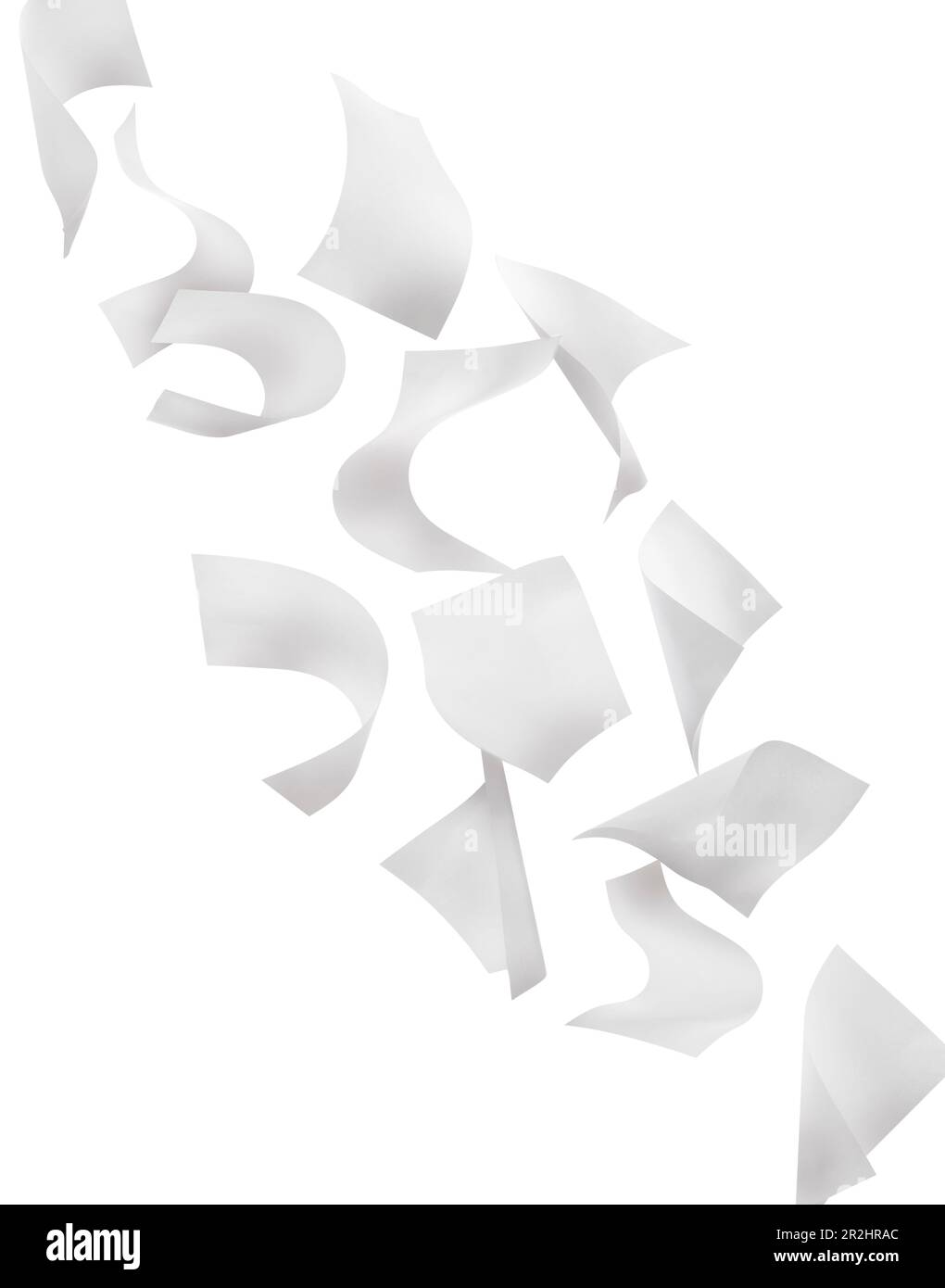 Many sheets of paper falling on white background Stock Photo - Alamy