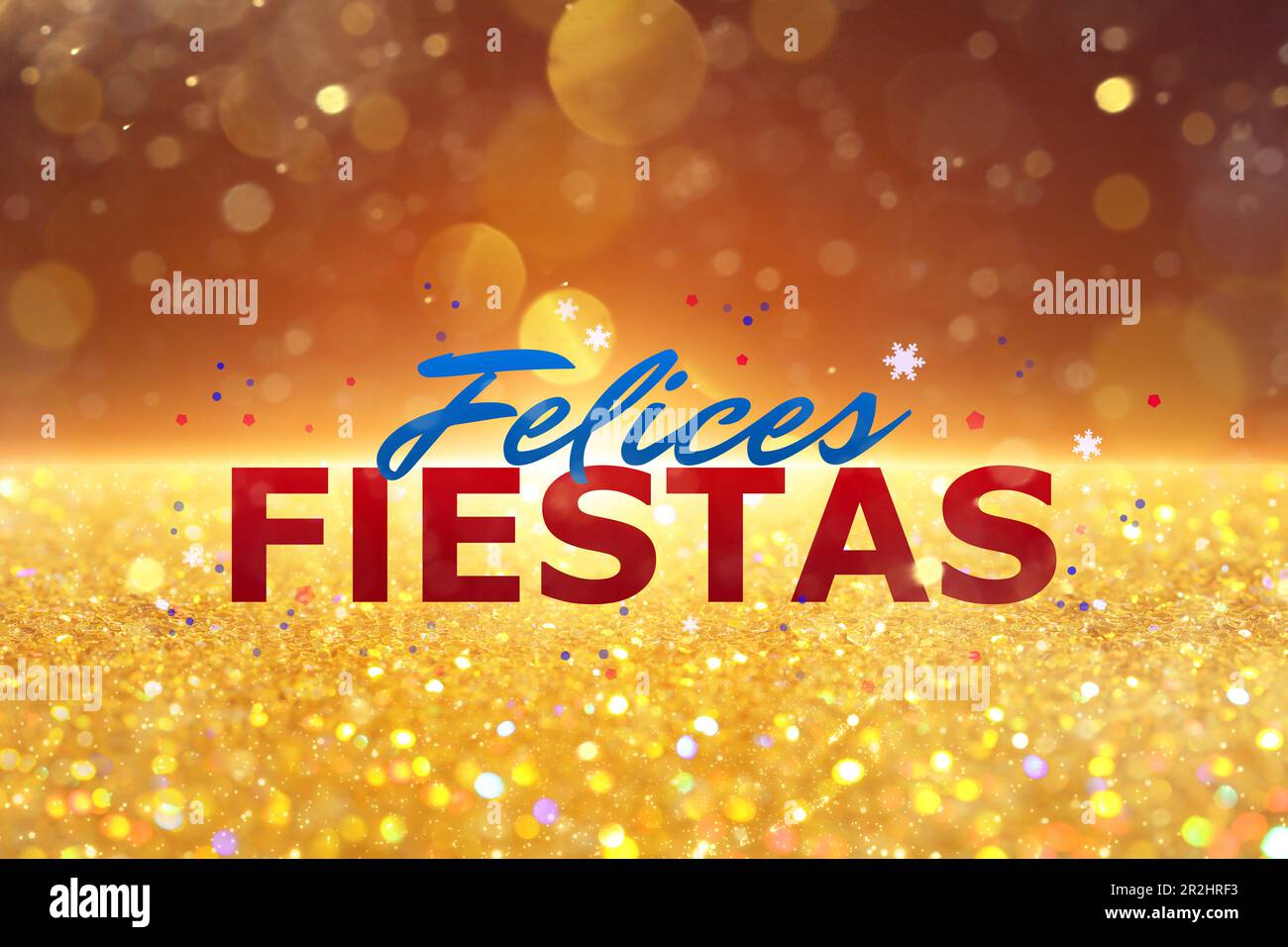 Felices Fiestas. Festive greeting card with happy holiday's wishes in ...