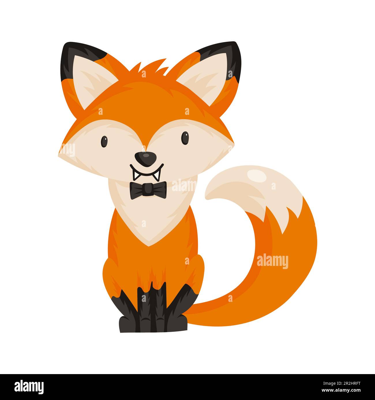 Cute Halloween fox with vampire teeth and a bow tie. Cartoon vector ...