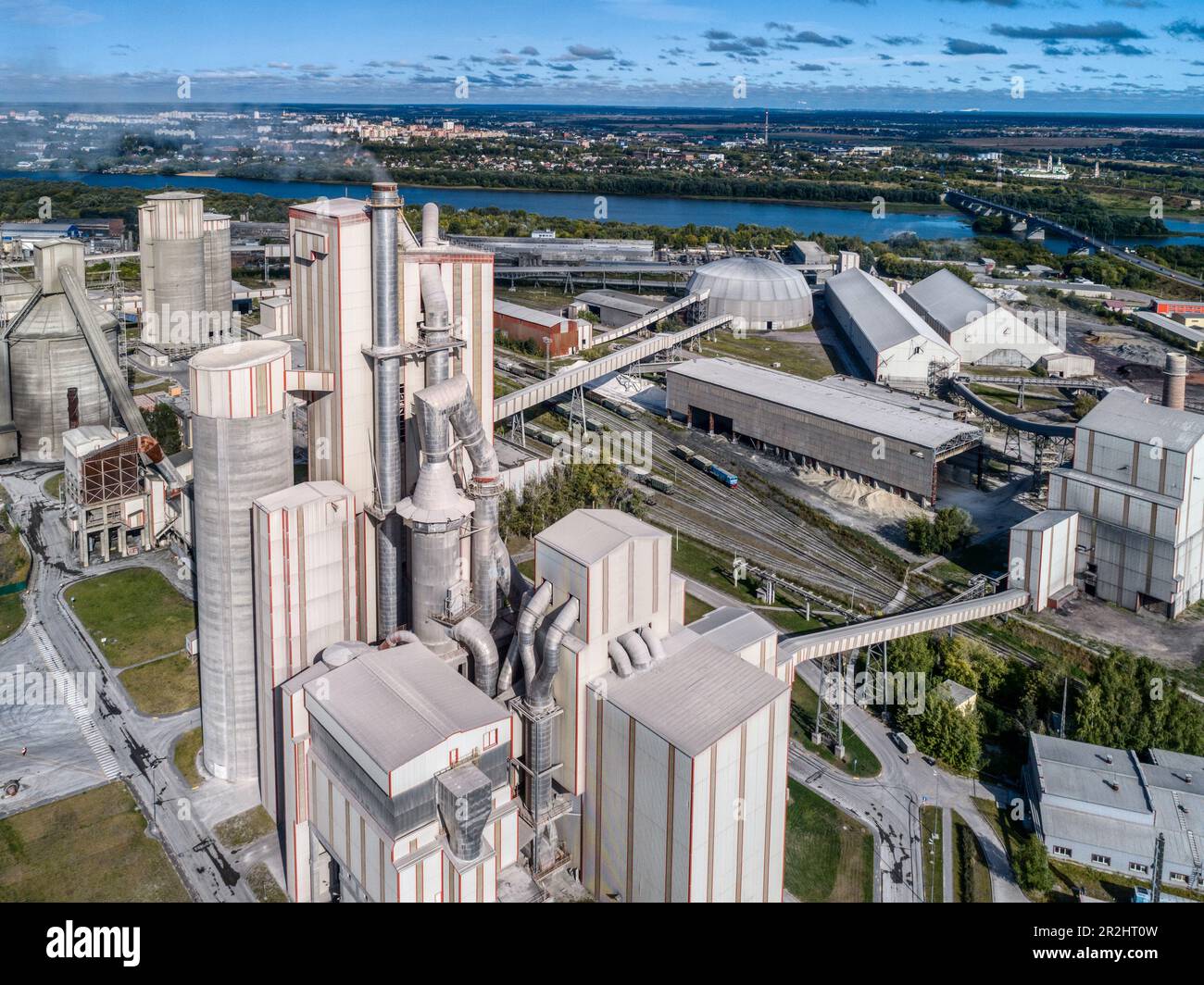 High tech cement plant in process of making cement and lime Stock Photo ...