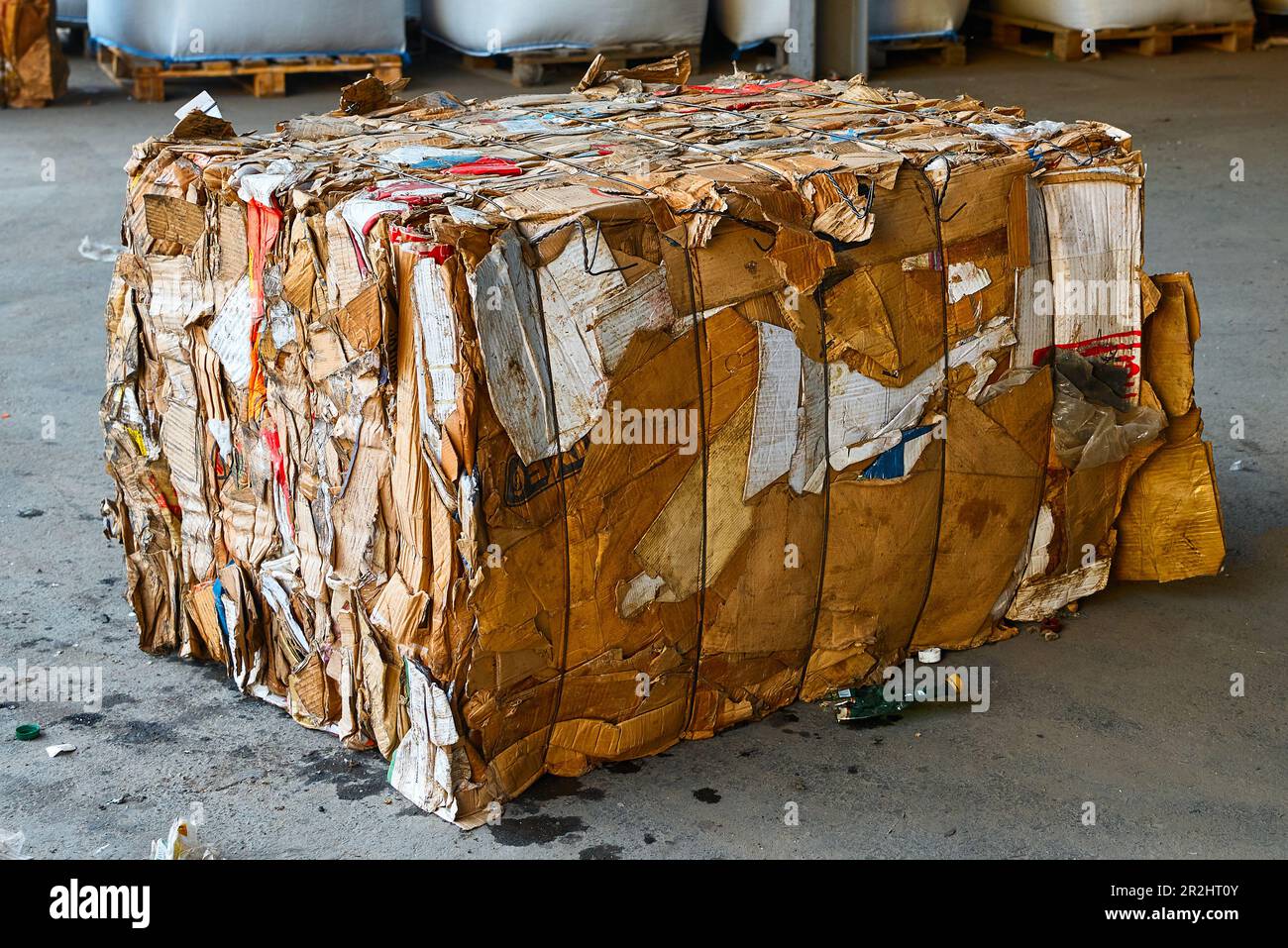 Block of pressed cardboard boxes in litter processing plant Stock Photo ...