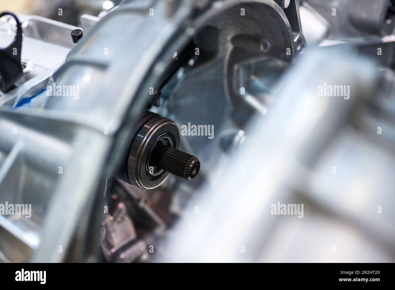 Engine housing for flywheel and clutch basket at assembling Stock Photo ...