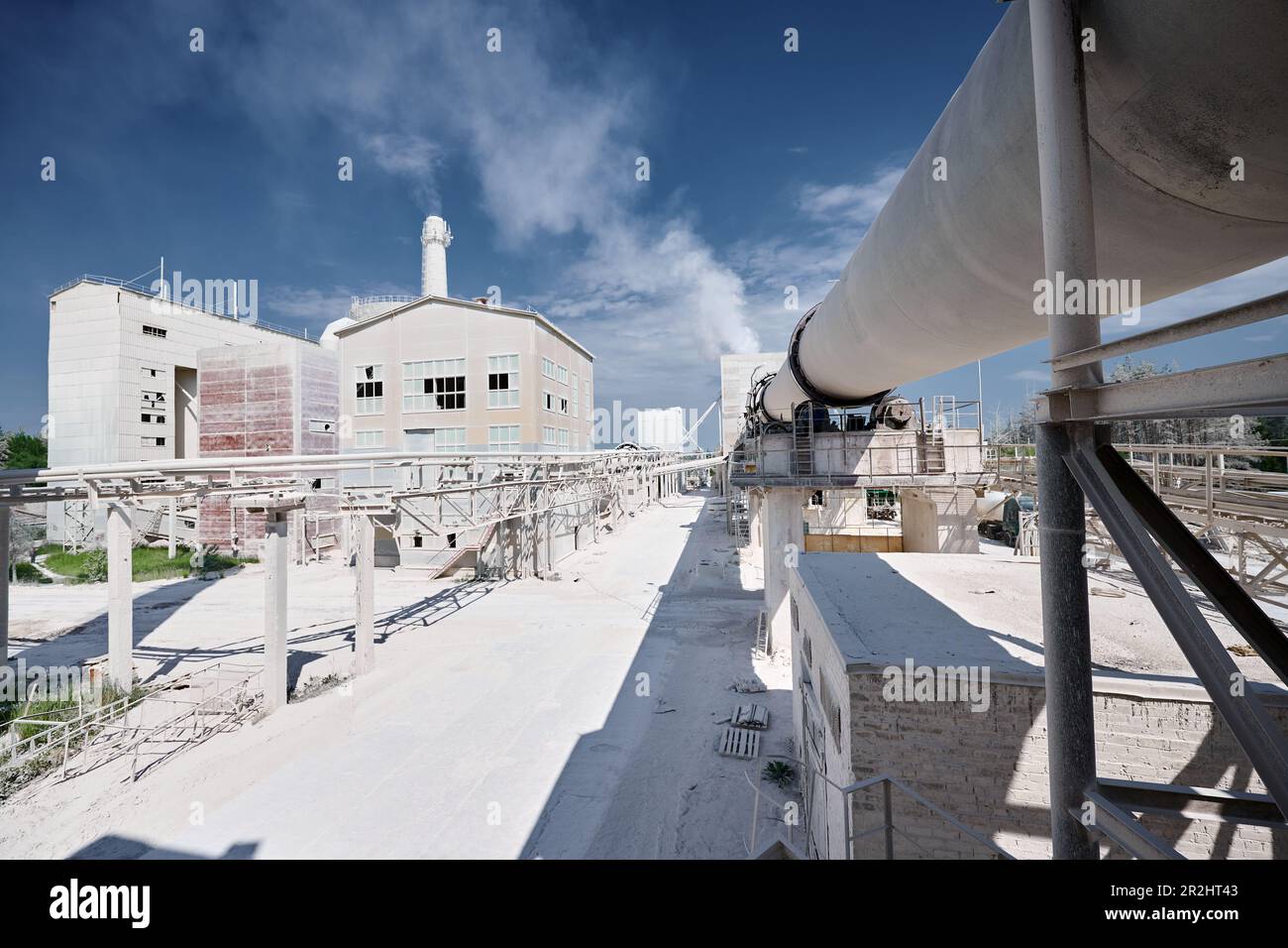 Powerful rotating kiln for calx roasting at production plant Stock ...