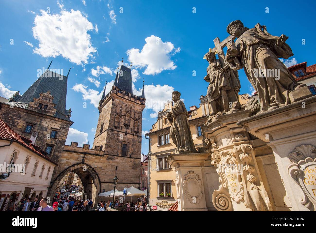Charles Bridge with the bridge towers in Prague's Lesser Quarter and ...