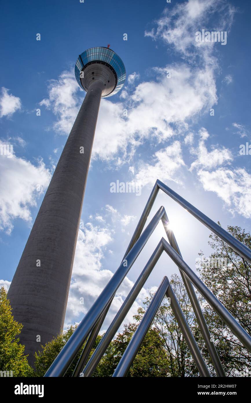 The energie-pyramide and the Rhine tower in Dusseldorf, Germany Stock ...