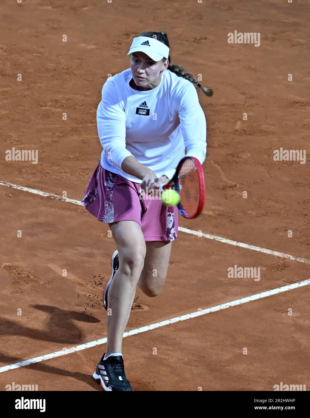 Rome, Italy. 19th May, 2023. Elena Rybakina of Kazakhstan hits a return during a semifinal match ...