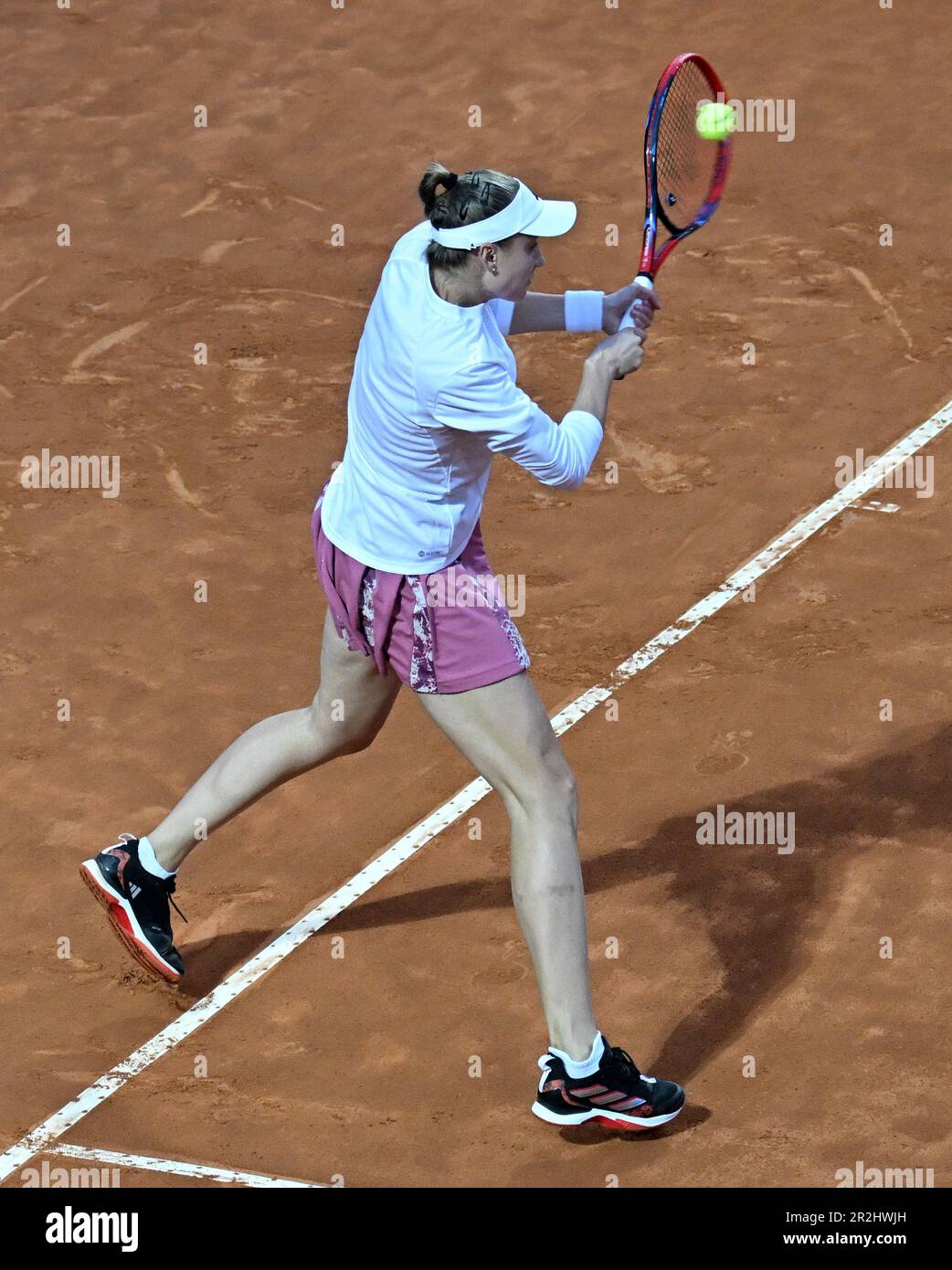 Rome, Italy. 19th May, 2023. Elena Rybakina of Kazakhstan hits a return during a semifinal match ...