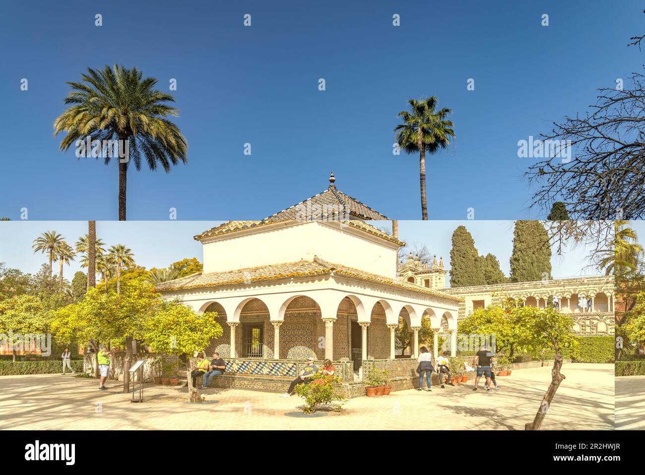 Pavilion of Charles V, Gardens of the Alcázar Royal Palace, Seville ...