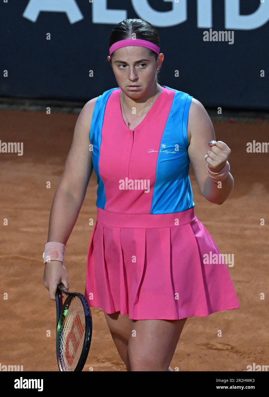 Rome, Italy. 19th May, 2023. Jelena Ostapenko of Latvia reacts during a semifinal match between ...