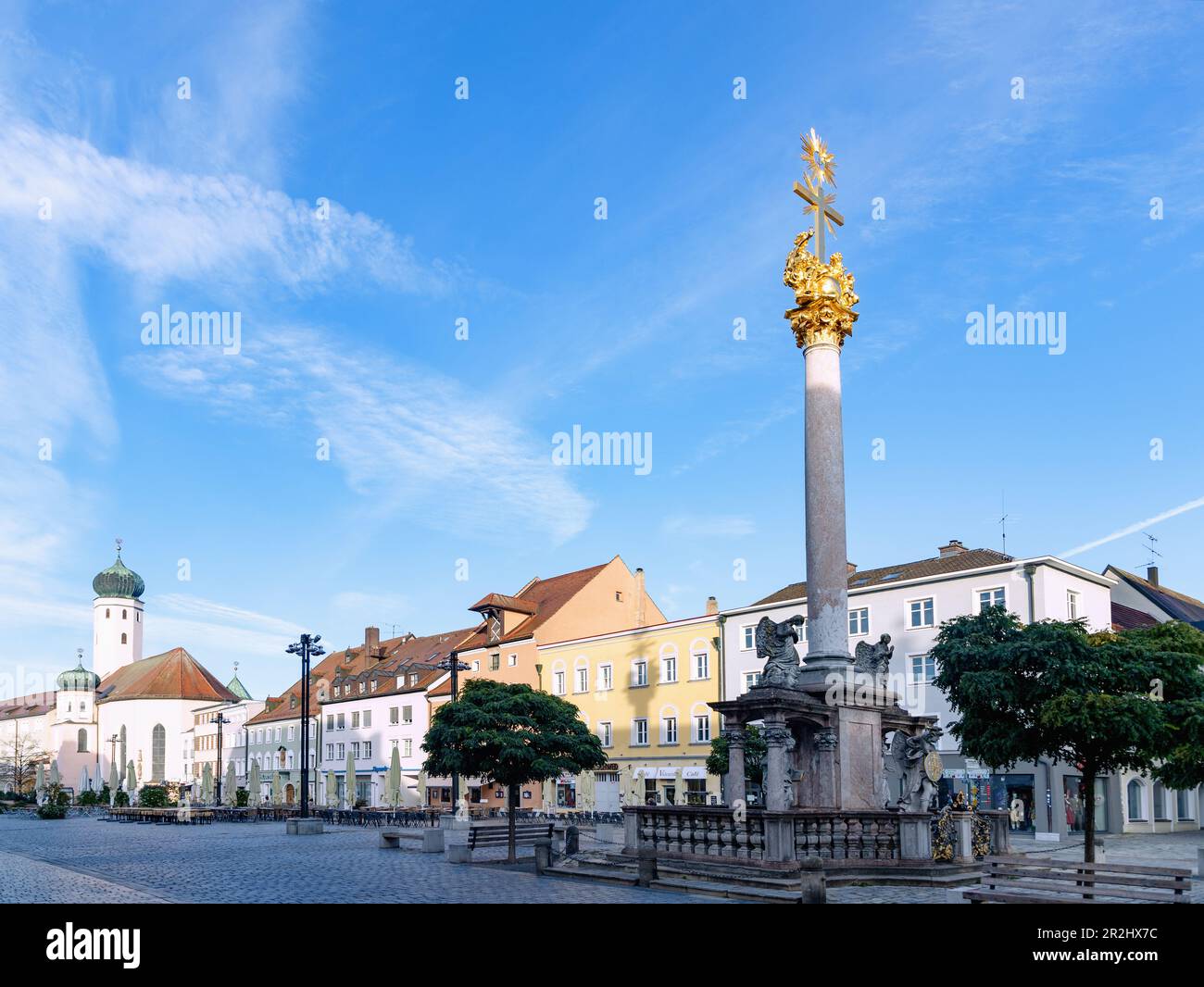 Theresienplatz with Trinity Column, Fountain of St. Tiburtius and view ...