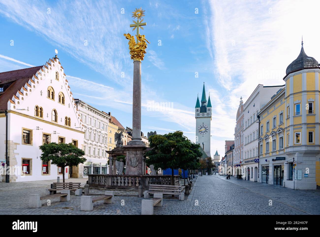 Theresienplatz with Trinity Column, Fountain of St. Tiburtius and view ...