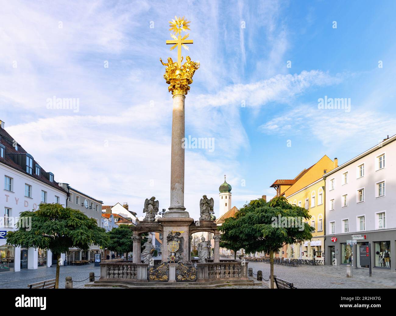 Theresienplatz with Trinity Column, Fountain of St. Tiburtius and view ...