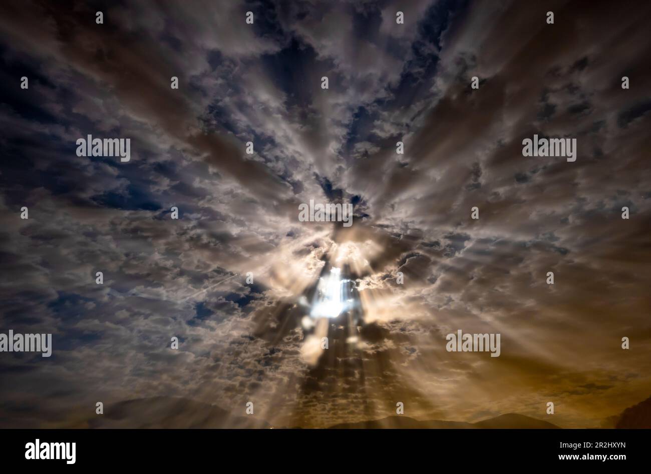 Moon Light With Beam and Sky With Cloudscape and Mountain in Lugano ...