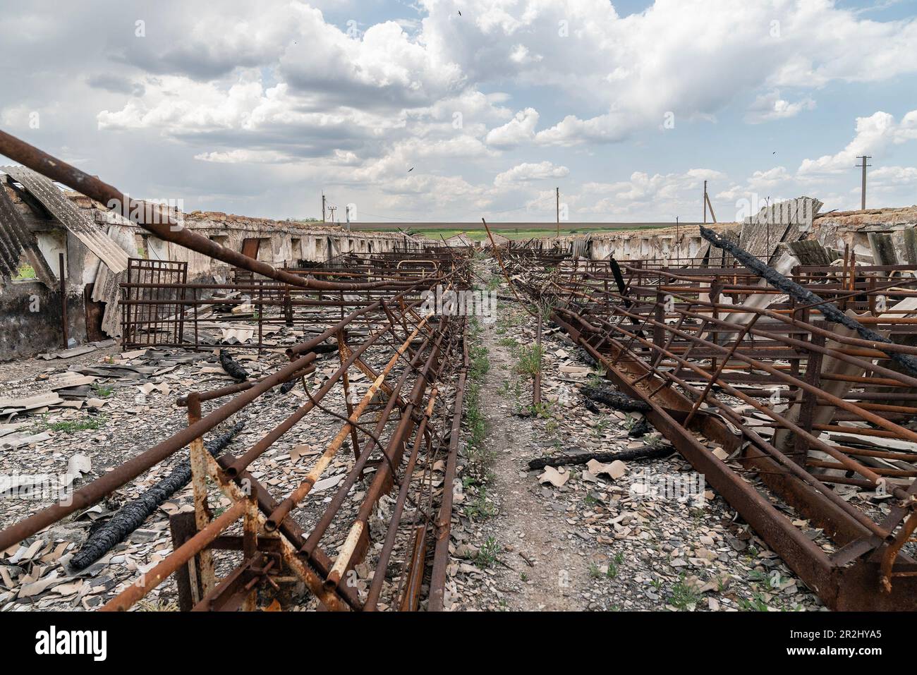 Completely destroyed pig farm during occupation of Farm Pershe Travnia ...