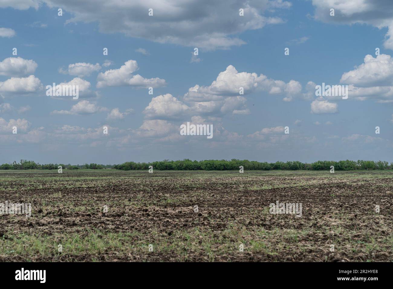 Recently de-mined field already plowed and ready for planting of farm ...
