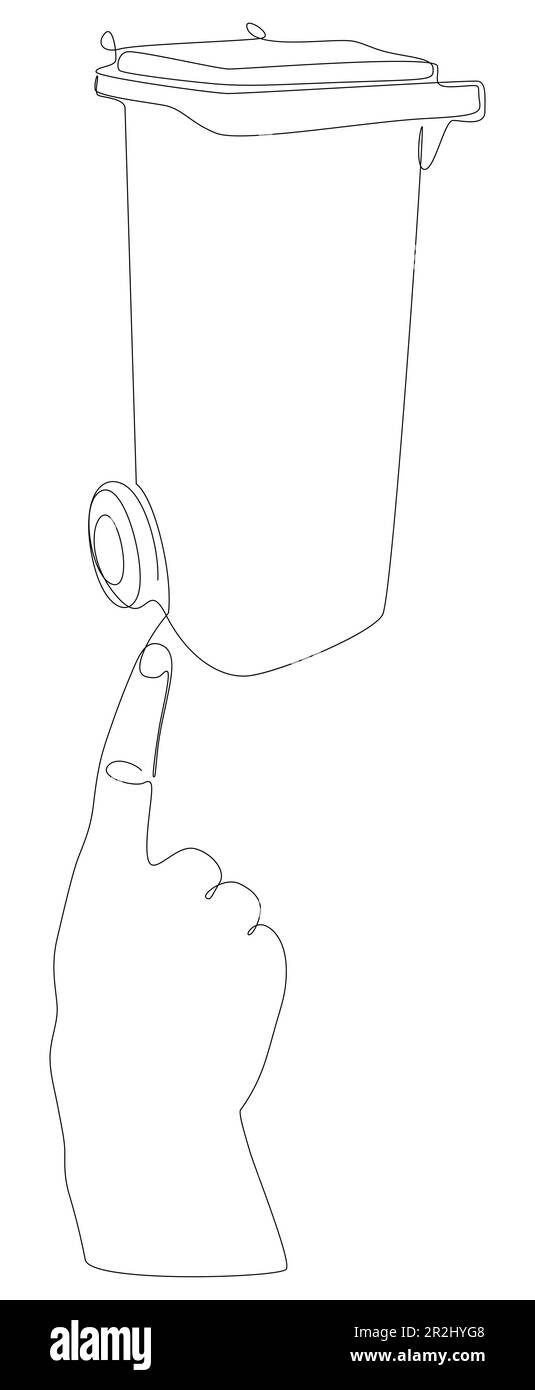 One Continuous Line Of Hand With Garbage Bin Thin Line Illustration Vector Concept Contour