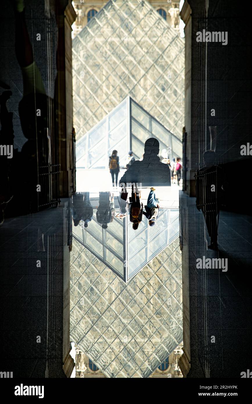 Double exposure of the surroundings of the famed Louvre museum in Paris ...