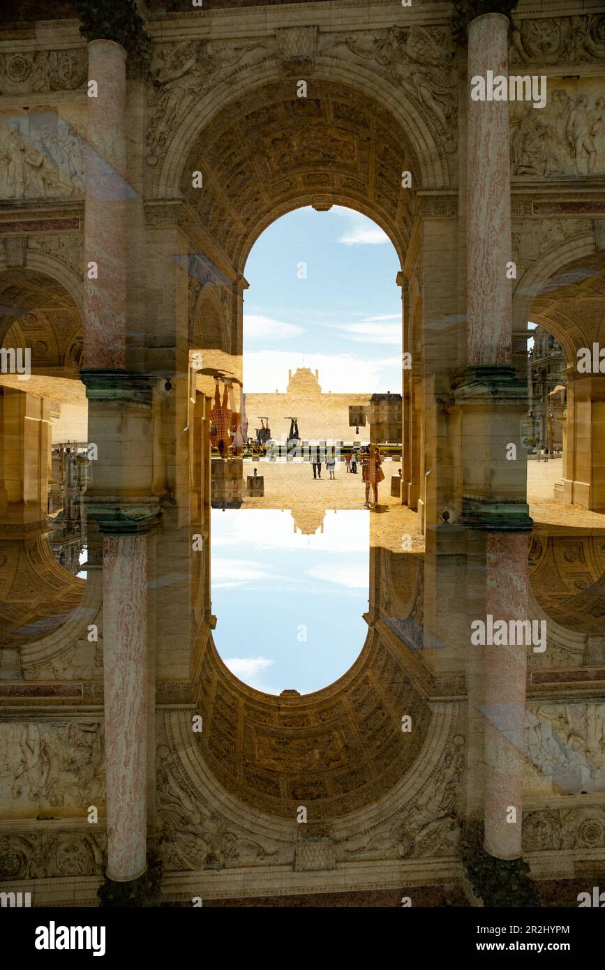 Double exposure of the surroundings of the famed Louvre museum in Paris ...