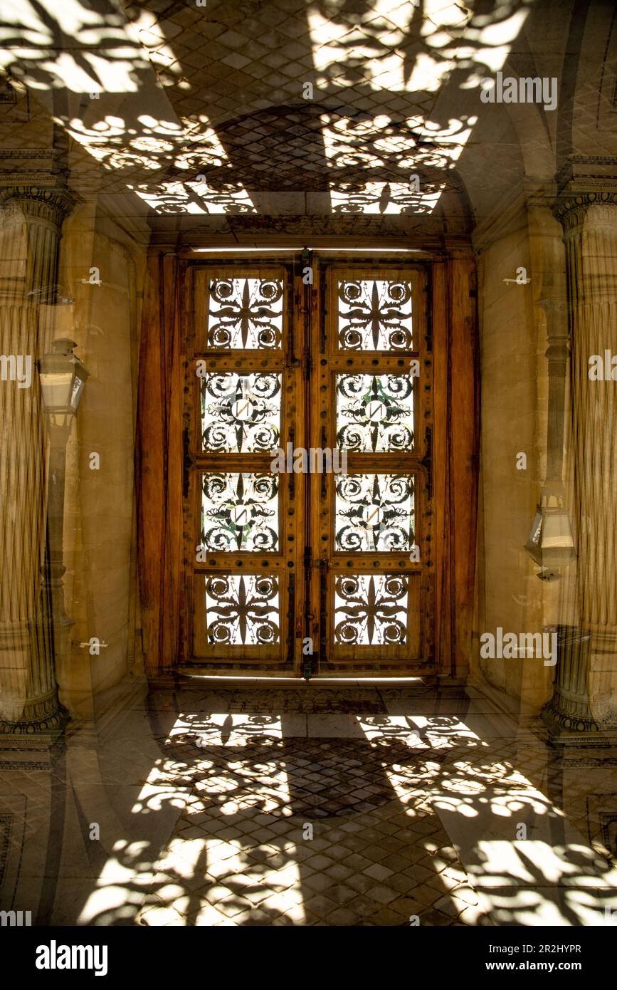 Double exposure of the surroundings of the famed Louvre museum in Paris ...